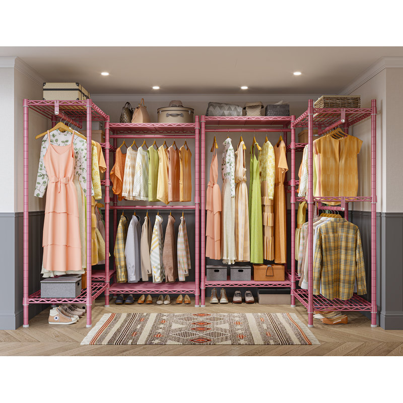 EnHomee 77" Clothes Rack Metal Clothing Rack Loads 725 lbs Adjustable Garment Rack, Portable ...